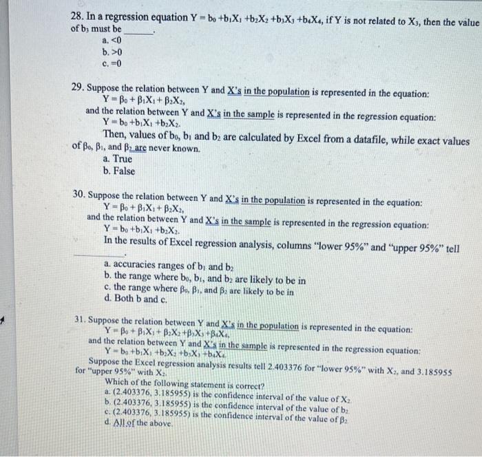 Solved 28. In a regression equation | Chegg.com