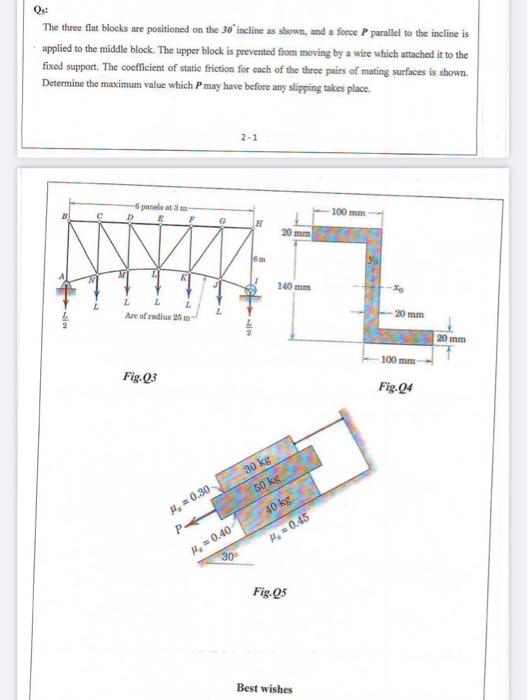 Solved Os: The three flat blocks are positioned on the | Chegg.com