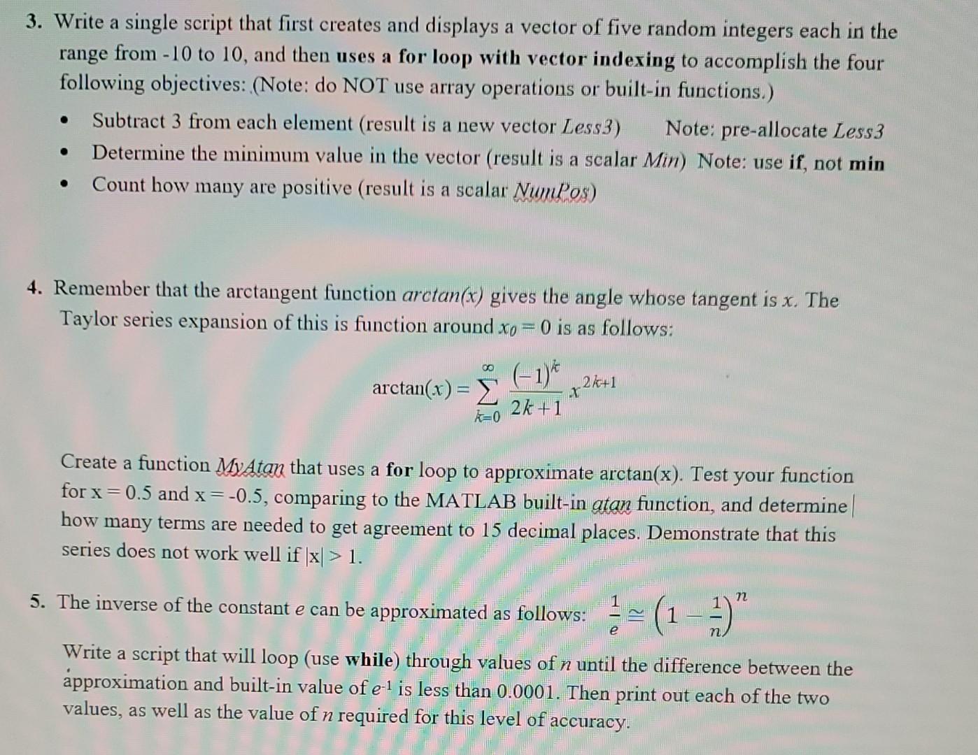 Solved 3. Write a single script that first creates and | Chegg.com