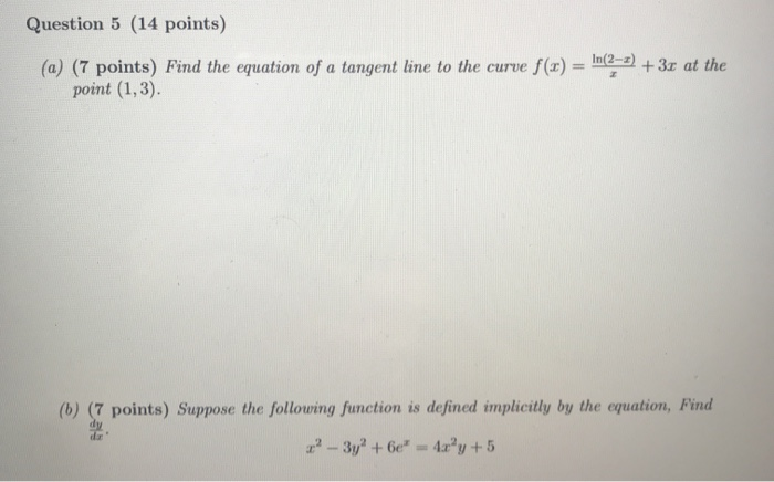 Solved Question 5 (14 points) (a) (7 points) Find the | Chegg.com Solved Question 5 (14 points) (a) (7 points) Find the | Chegg.com