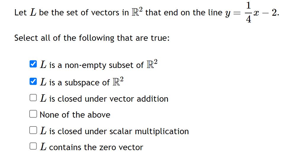 Solved Let L ﻿be the set of vectors in R2 ﻿that end on the | Chegg.com