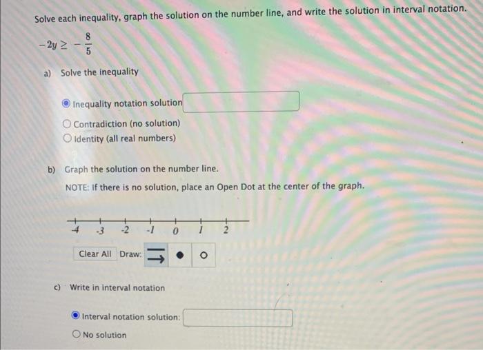 Solved Solve each inequality, graph the solution on the | Chegg.com