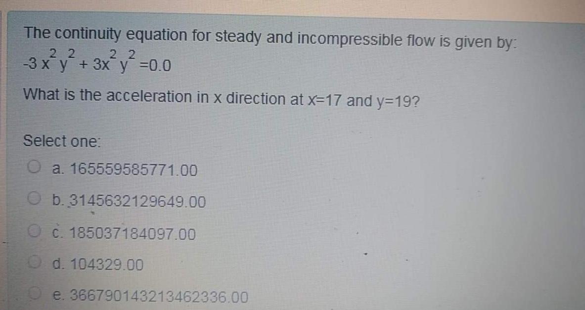 Solved The continuity equation for steady and incompressible | Chegg.com