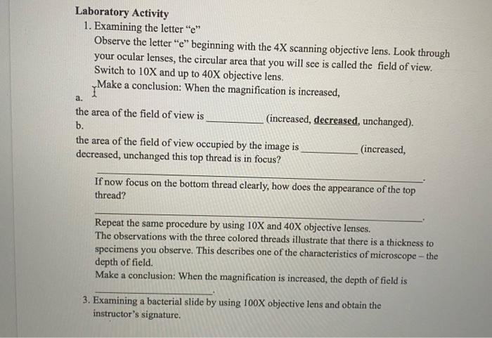 Solved Laboratory Activity 1. Examining the letter "e" | Chegg.com