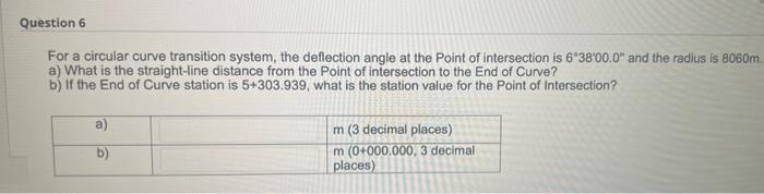 Solved For a circular curve transition system, the | Chegg.com