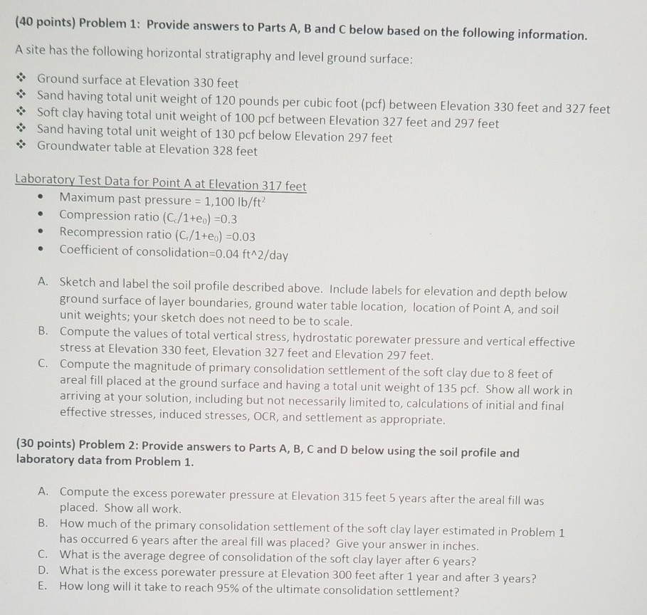 Solved (40 points) Problem 1: Provide answers to Parts A, B | Chegg.com