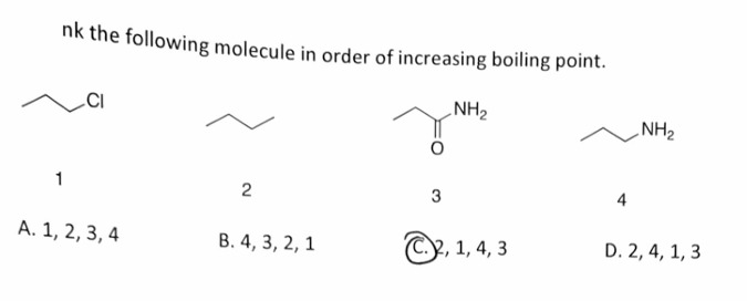 Solved Rank in order of increasing boiling point, and | Chegg.com
