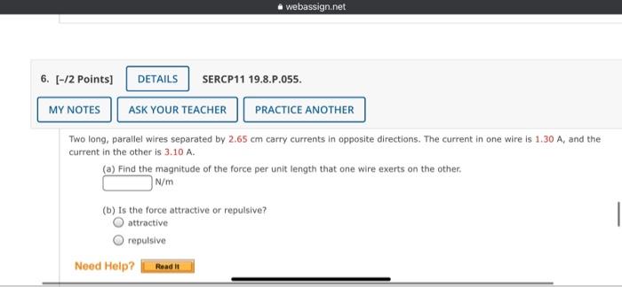Solved webassign.net 6. (-/2 points) DETAILS SERCP11 | Chegg.com