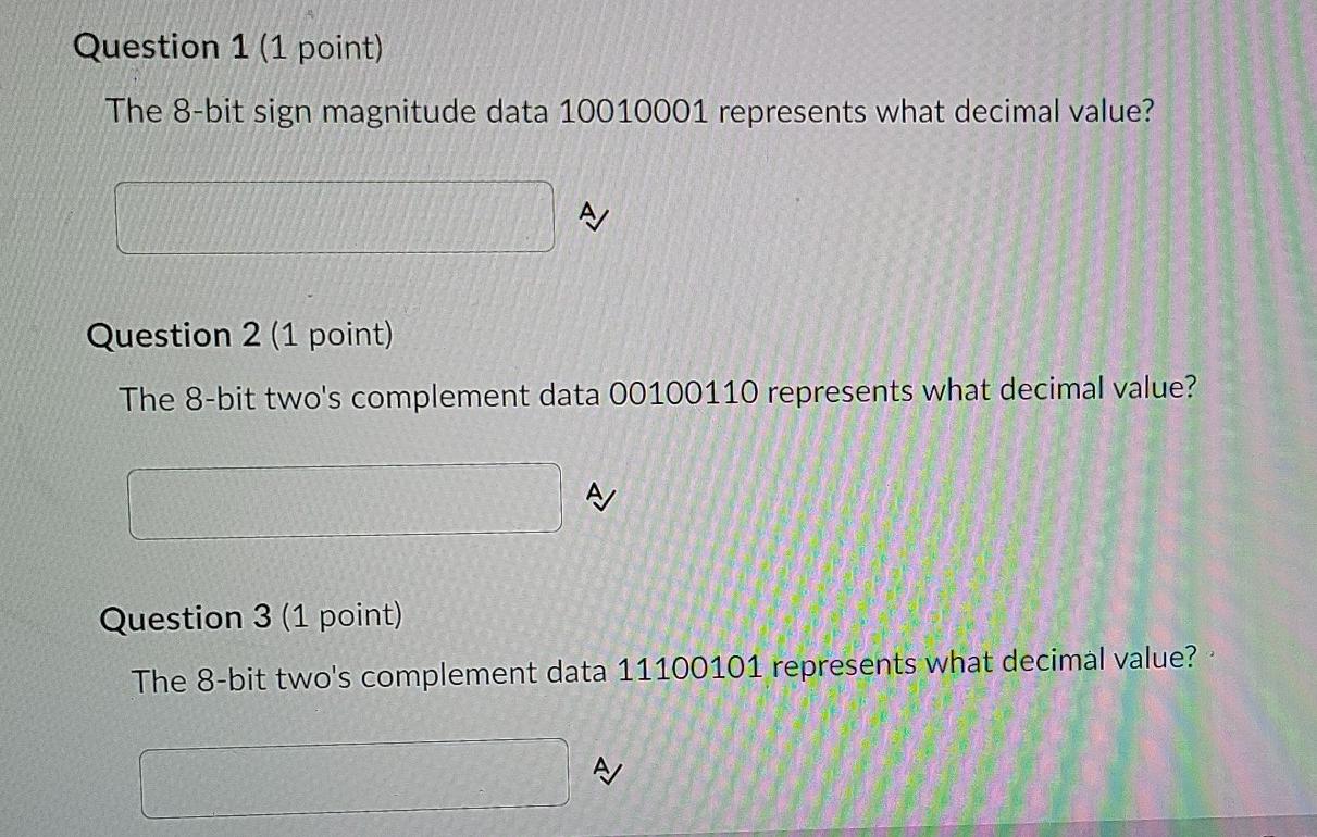 Solved Question 1 (1 point) The 8-bit sign magnitude data | Chegg.com