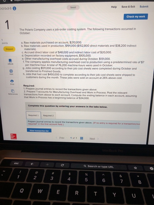 Solved Save & Exit Submit Help Saved Ch3 Ex3-5 Check my work | Chegg.com