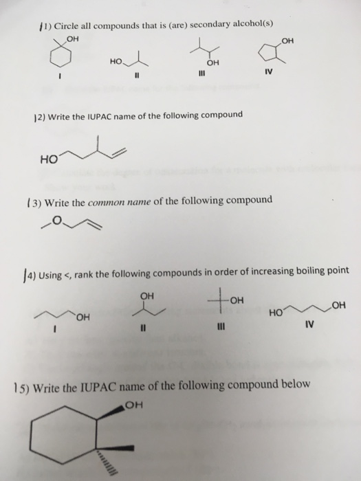 Solved 1) Circle all compounds that is (are) secondary | Chegg.com