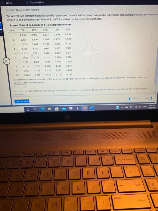 Solved eBook Show Me How Internal Rate of Return Method The | Chegg.com