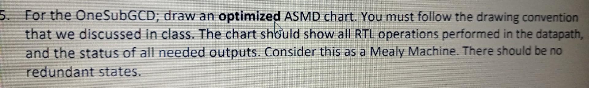 Solved 5 For The Onesubgcd Draw An Optimized Asmd Chart 