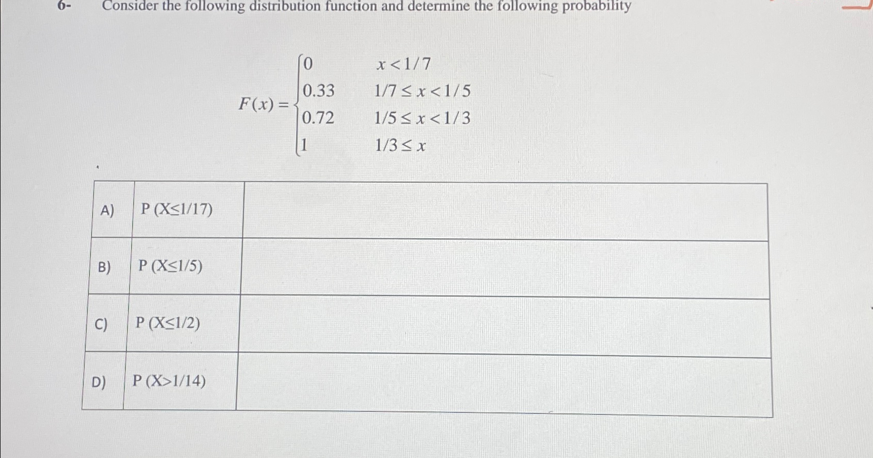 6Consider the following distribution function and | Chegg.com