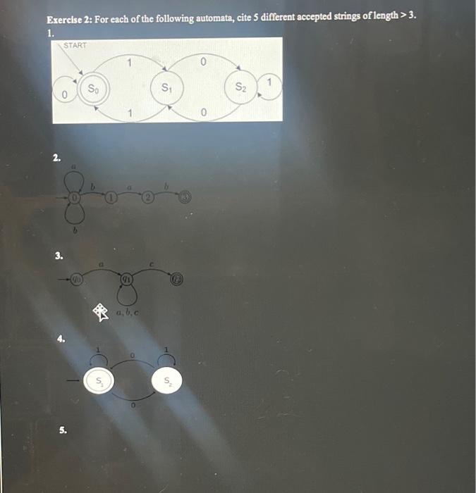 Solved Exereise 2: For each of the following automata, cite | Chegg.com