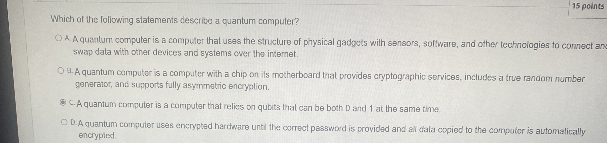 Solved Which of the following statements describe a quantum | Chegg.com