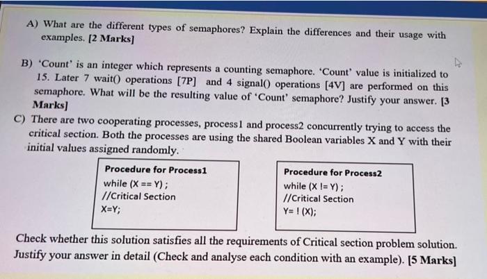 Solved A) What are the different types of semaphores? | Chegg.com