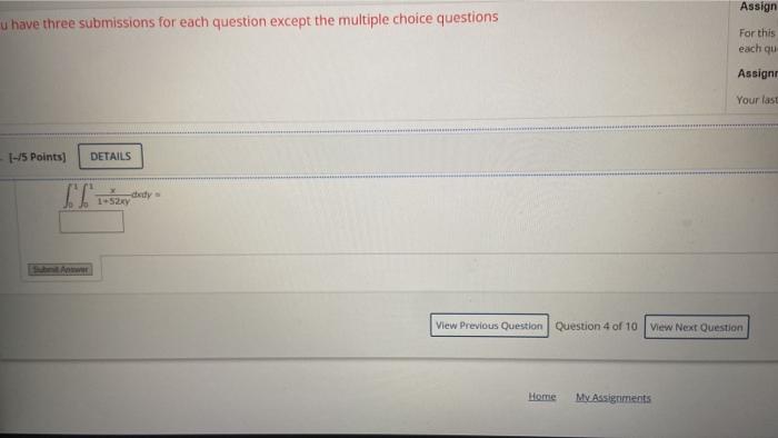 Solved Whave three submissions for each question except the | Chegg.com