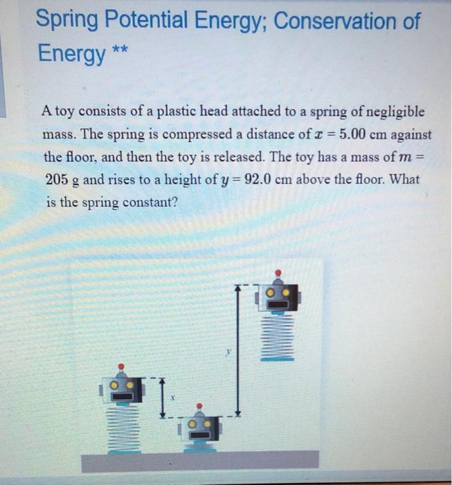 Solved Spring Potential Energy; Conservation of Energy ** A | Chegg.com