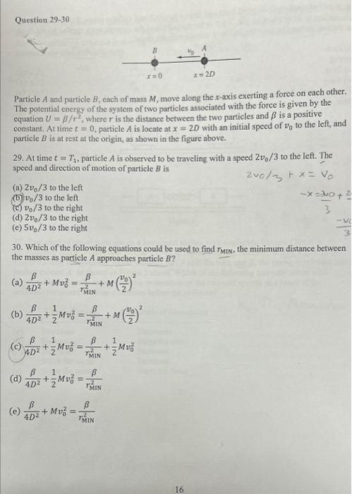 Solved Question 29-30 Particle A and particle B, each of | Chegg.com