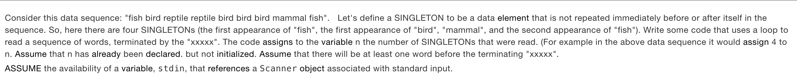 Solved Consider this data sequence: "fish bird reptile | Chegg.com