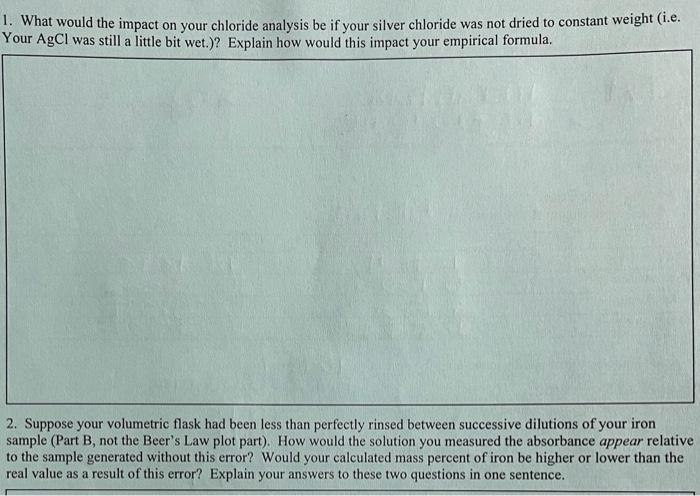 Solved Iron Ion Analysis Calibration Curve Data Wavelength | Chegg.com