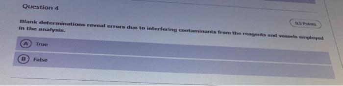 Solved Question 4 Blank determinations reveal errors due to | Chegg.com