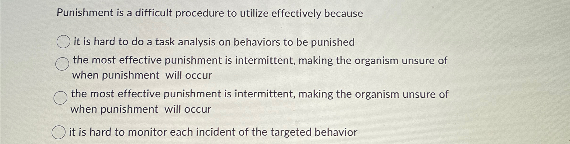 Solved Punishment is a difficult procedure to utilize | Chegg.com