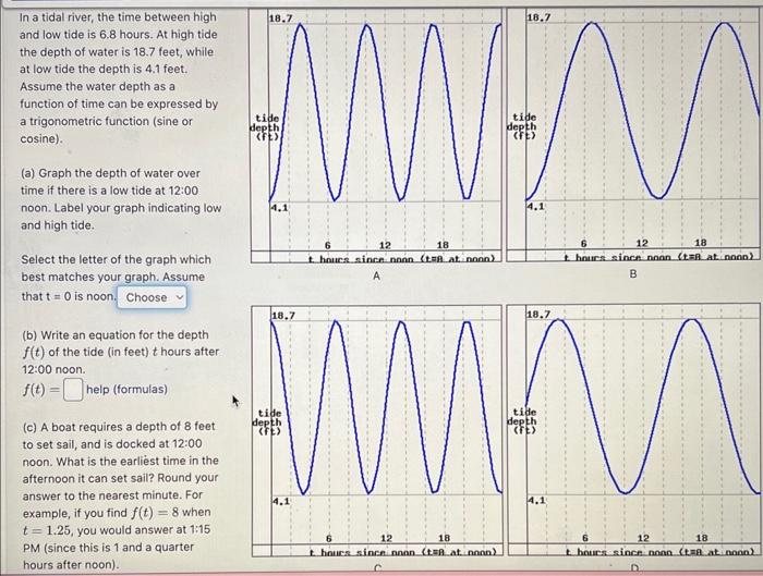 Solved In a tidal river, the time between high and low tide | Chegg.com