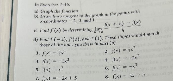 Solved In Exercises 1-16: a) Graph the function. b) Draw | Chegg.com