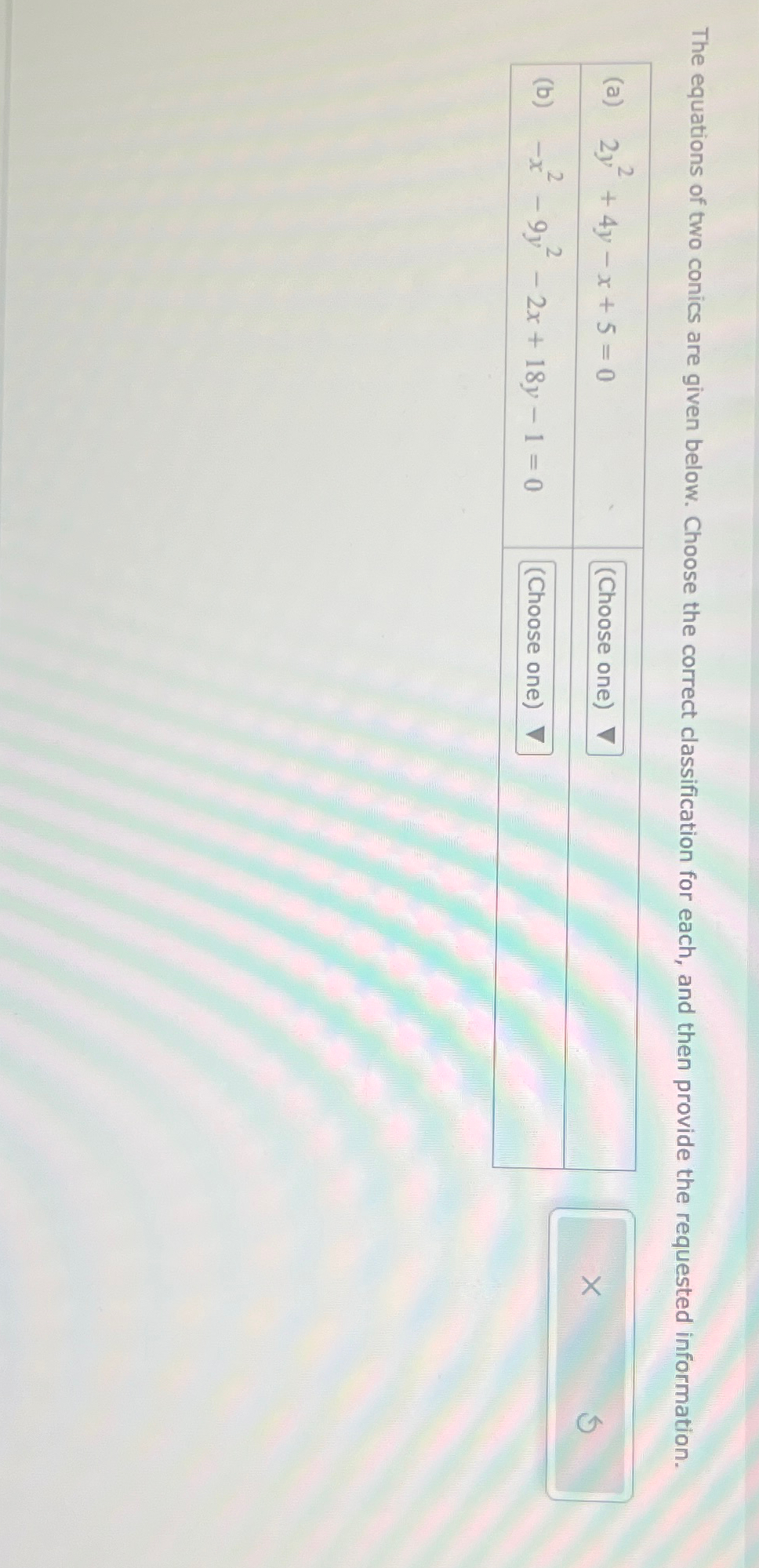 The equations of two conics are given below. Choose | Chegg.com