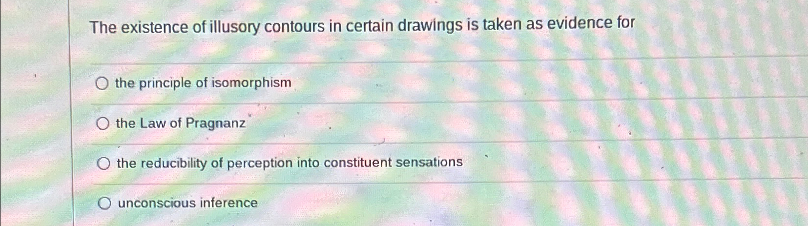 Solved The existence of illusory contours in certain | Chegg.com