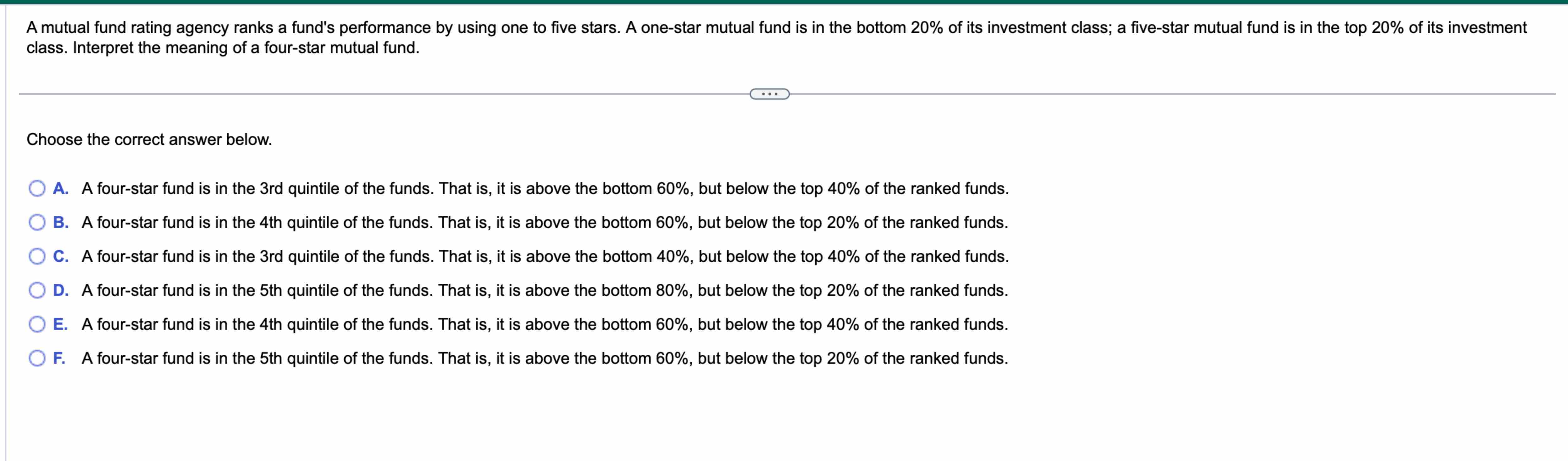 Solved class. Interpret the meaning of a four-star mutual | Chegg.com