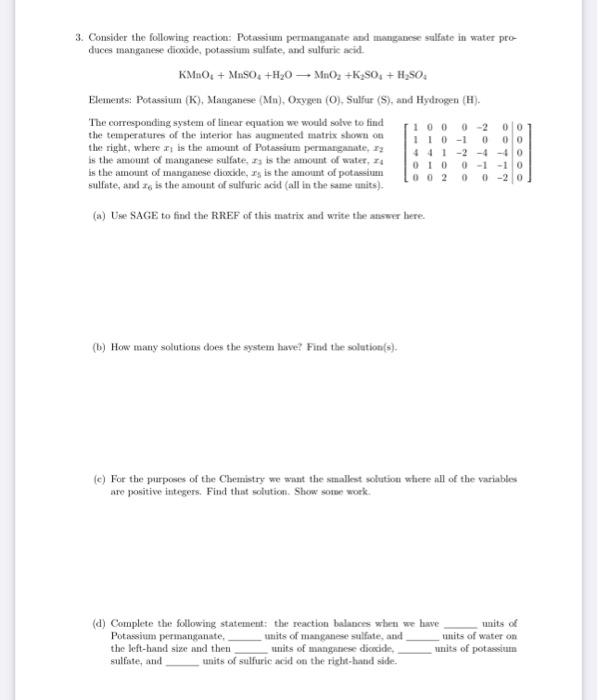 3. Consider the following reaction: Potassium | Chegg.com