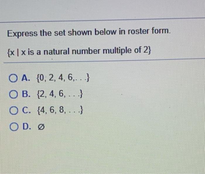 Solved Express the set shown below in roster form. {x | x is | Chegg.com