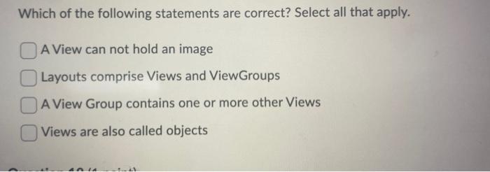 Solved Which of the following statements are correct? Select | Chegg.com
