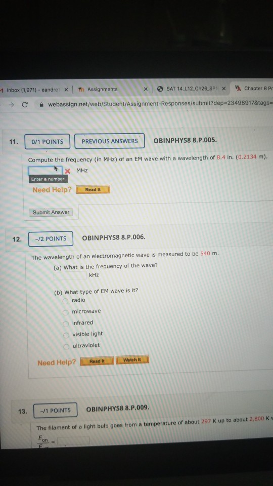 Solved Inbox (1,971) - eandre x Th Assignments SAT | Chegg.com