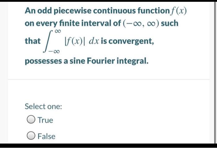 Solved An odd piecewise continuous function f(x) on every | Chegg.com