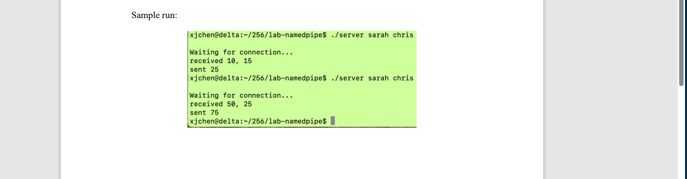 Solved Use FIFO to write a client/server application. The | Chegg.com