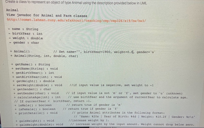 Solved Create a class to represent an object of type Animal | Chegg.com