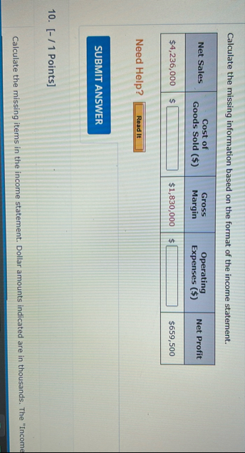 Solved Calculate the missing information based on the format | Chegg.com