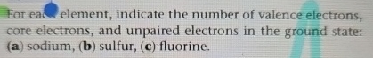 Solved For eaa element, indicate the number of valence | Chegg.com