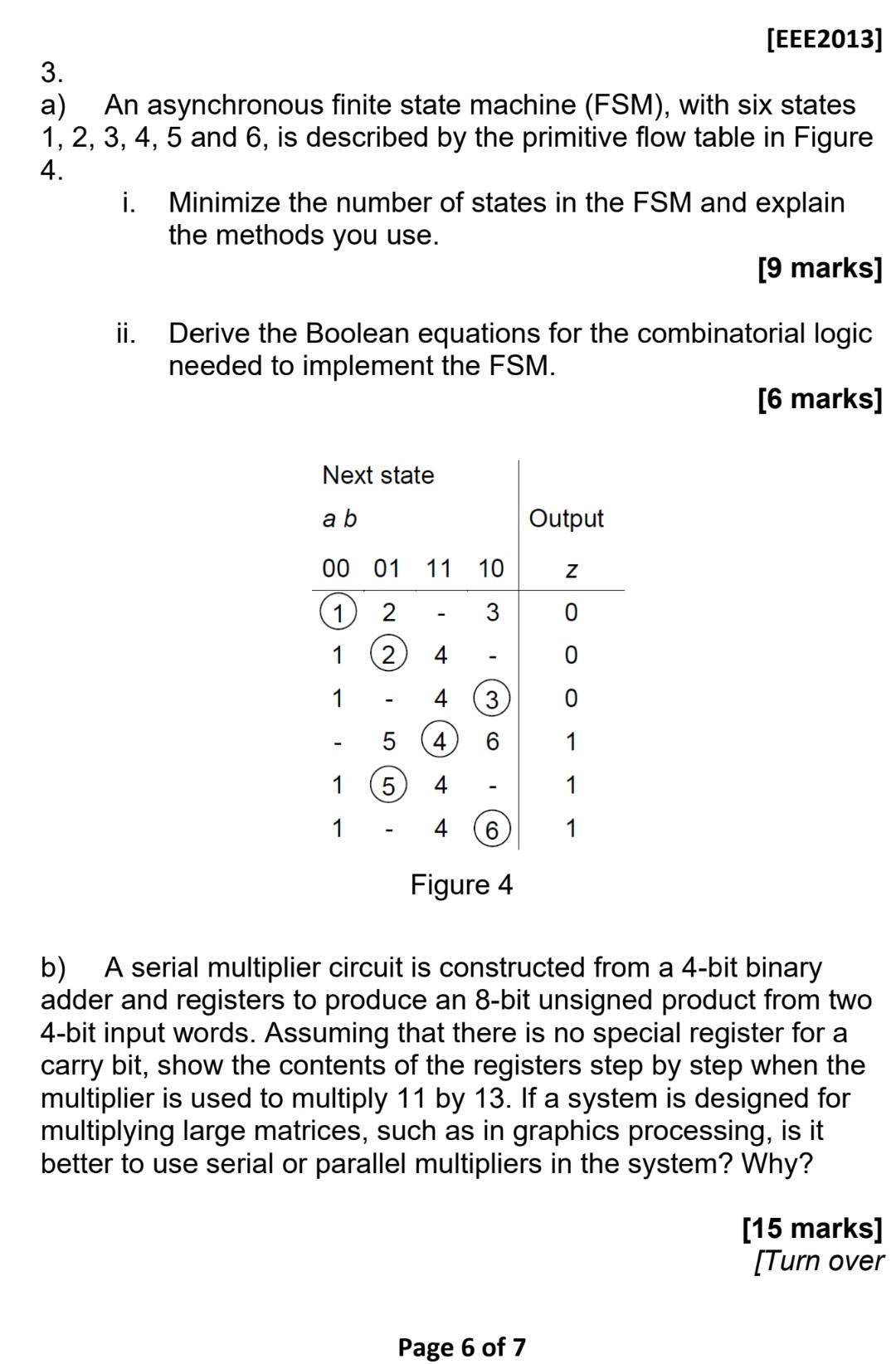 Solved [EEE2013] 3. a) An asynchronous finite state machine | Chegg.com