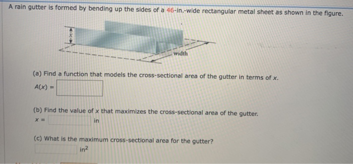 Solved A rain gutter is formed by bending up the sides of a | Chegg.com