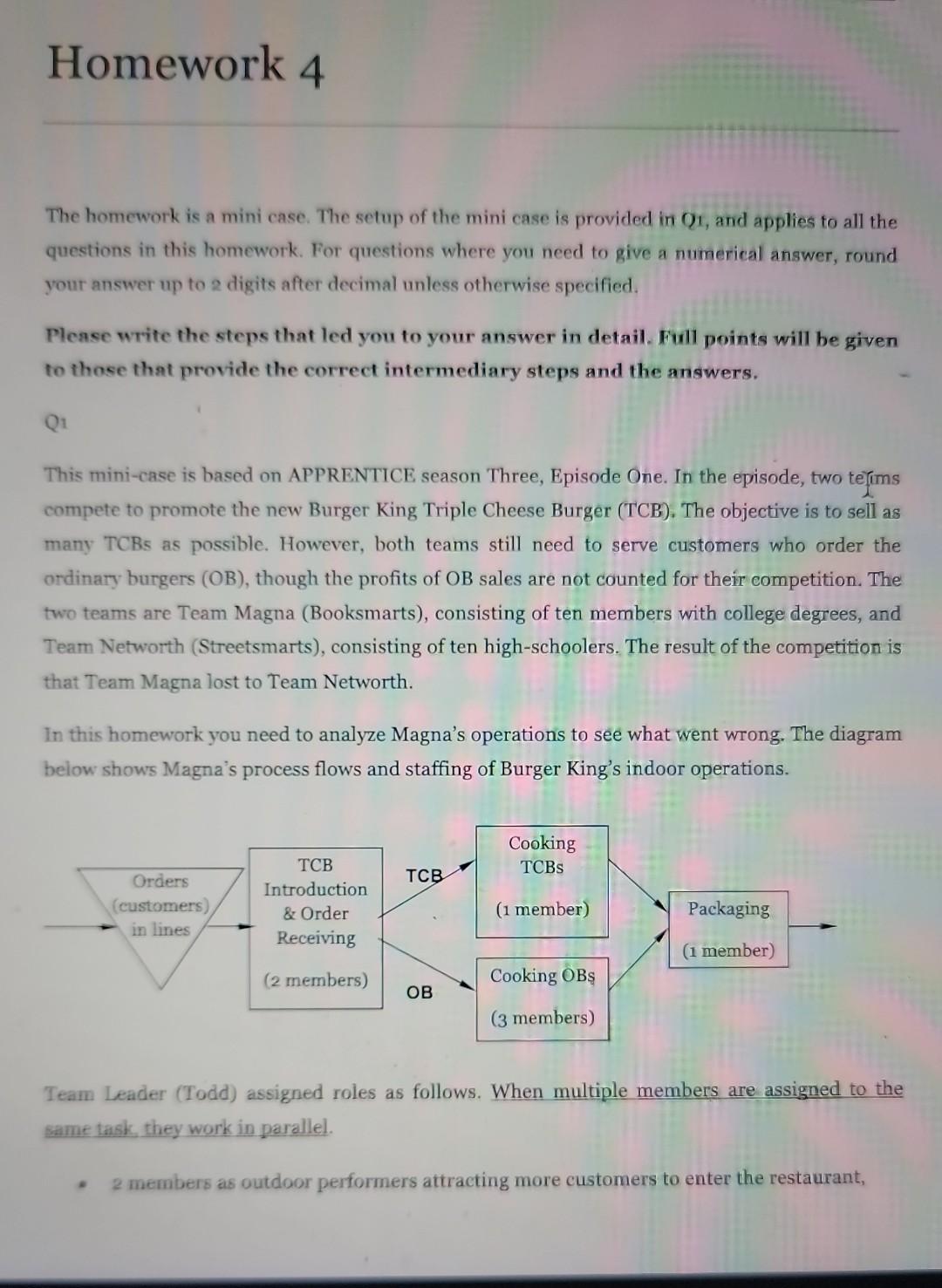 The homework is a mini case. The setup of the mini | Chegg.com