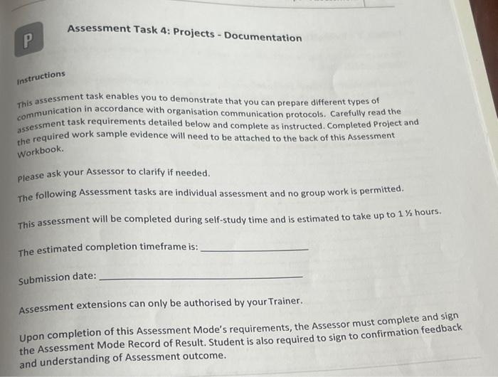 instructions This assessment task enables you to | Chegg.com