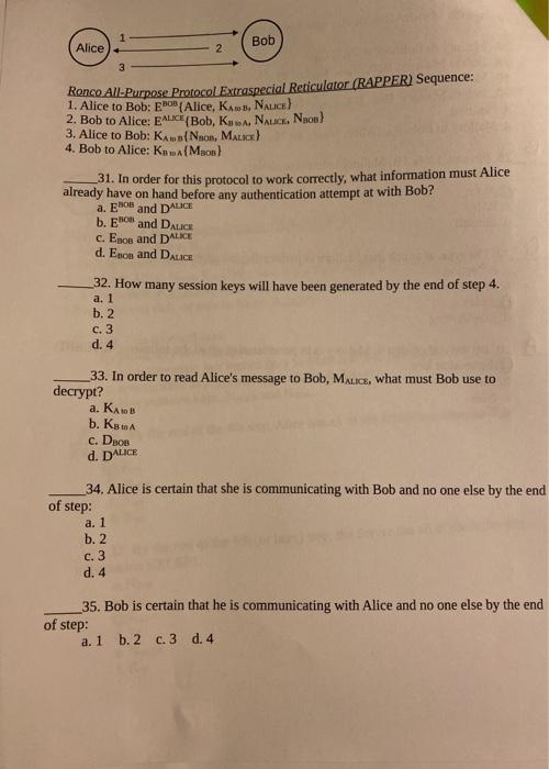 Solved 1 Bob Alice) 2 3 Ronco All-Purpose Protocol | Chegg.com