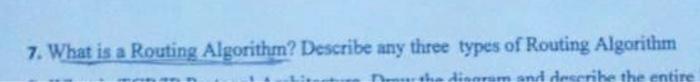 Solved 7. What is a Routing Algorithm? Describe any three | Chegg.com