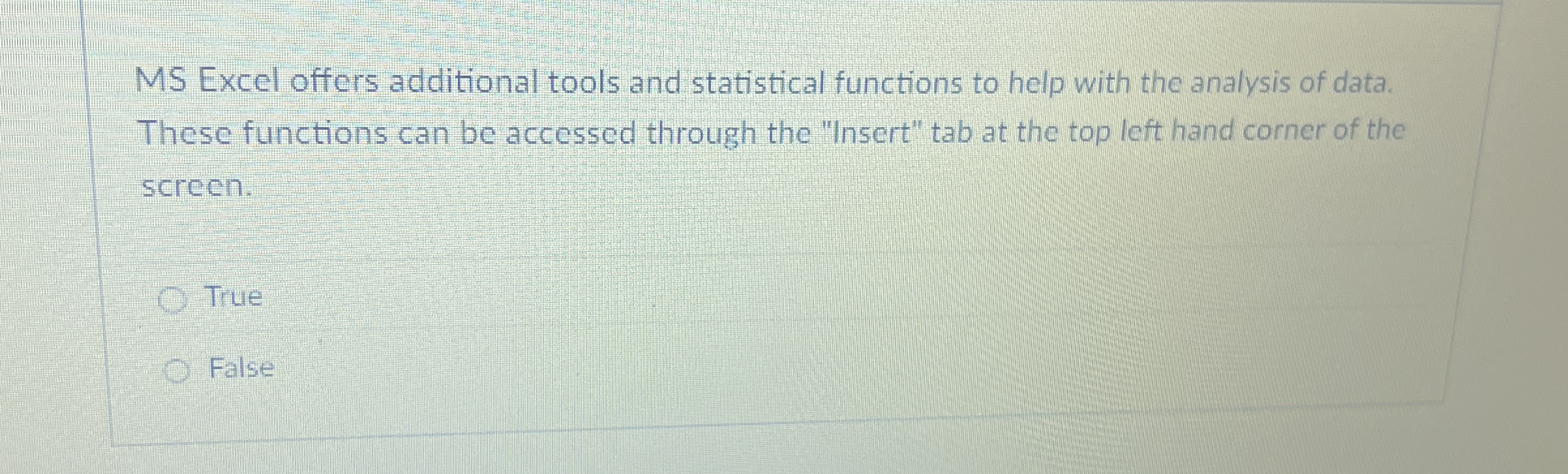 Solved MS Excel offers additional tools and statistical | Chegg.com