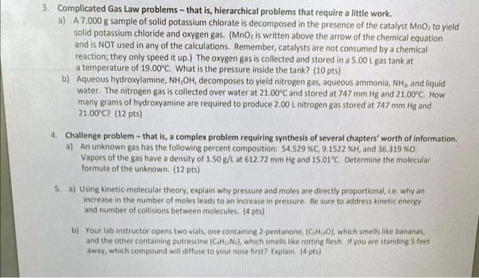 3. Complicated Gas Law problems - that is, | Chegg.com